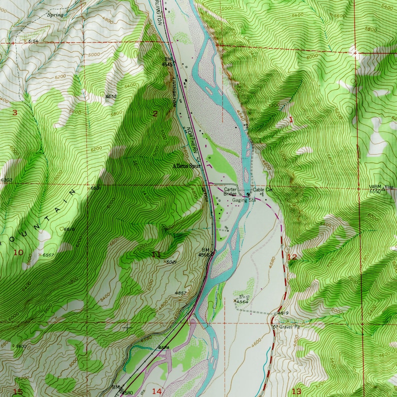 Brisbin Montana Map Detailed Topography Shaded Relief - Etsy