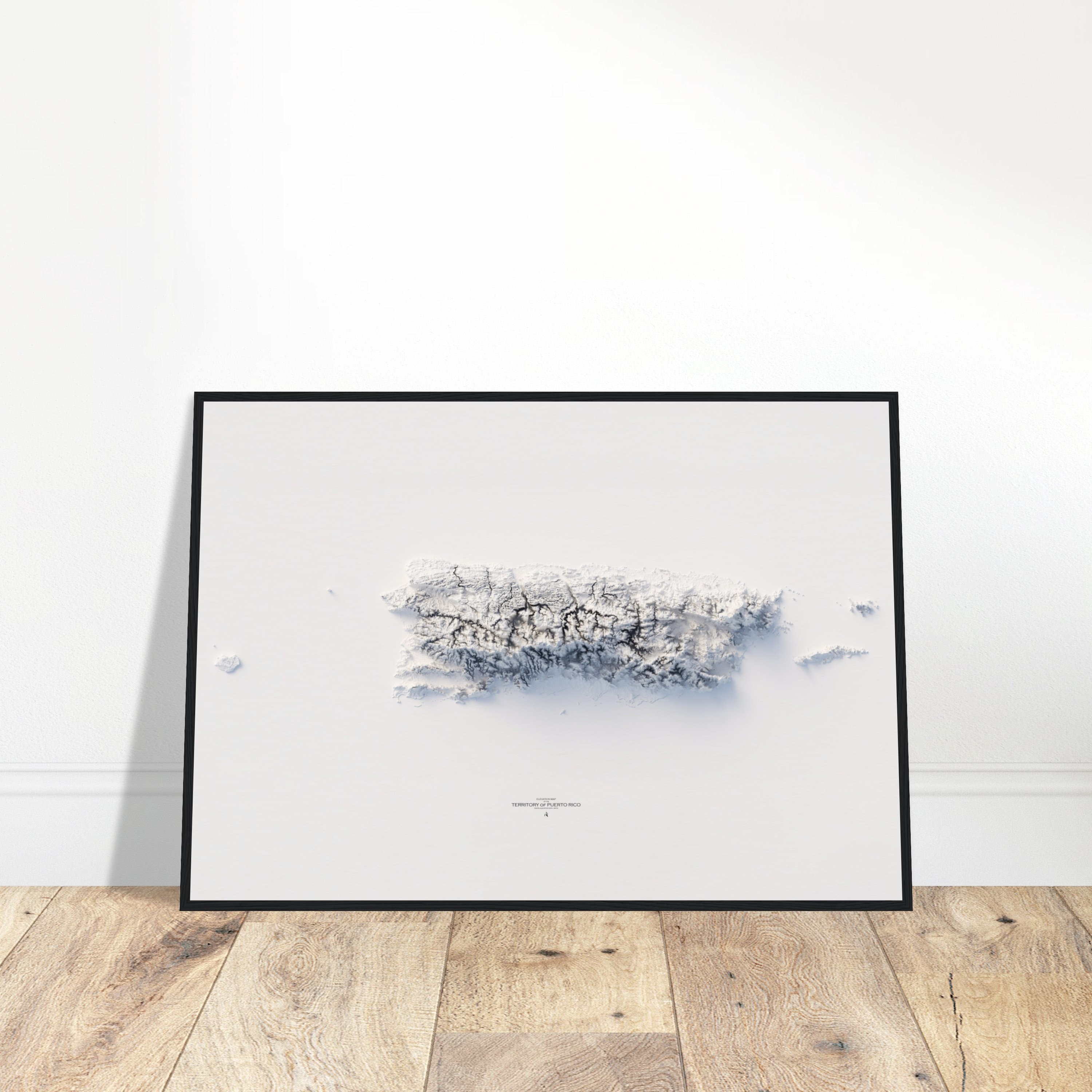 Puerto Rico Elevation Map Minimalist Topographical Relief - Etsy
