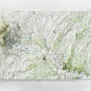 Austin Texas Map - Topographic Relief Wall Art Print, Vintage Style ...