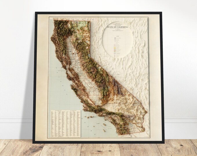 California Map Art High Res DIGITAL IMAGE 1930s Vintage Picture Map ...
