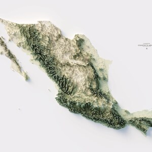 Elevation Map of Mexico - Minimalist Topographical Relief Wall Art ...