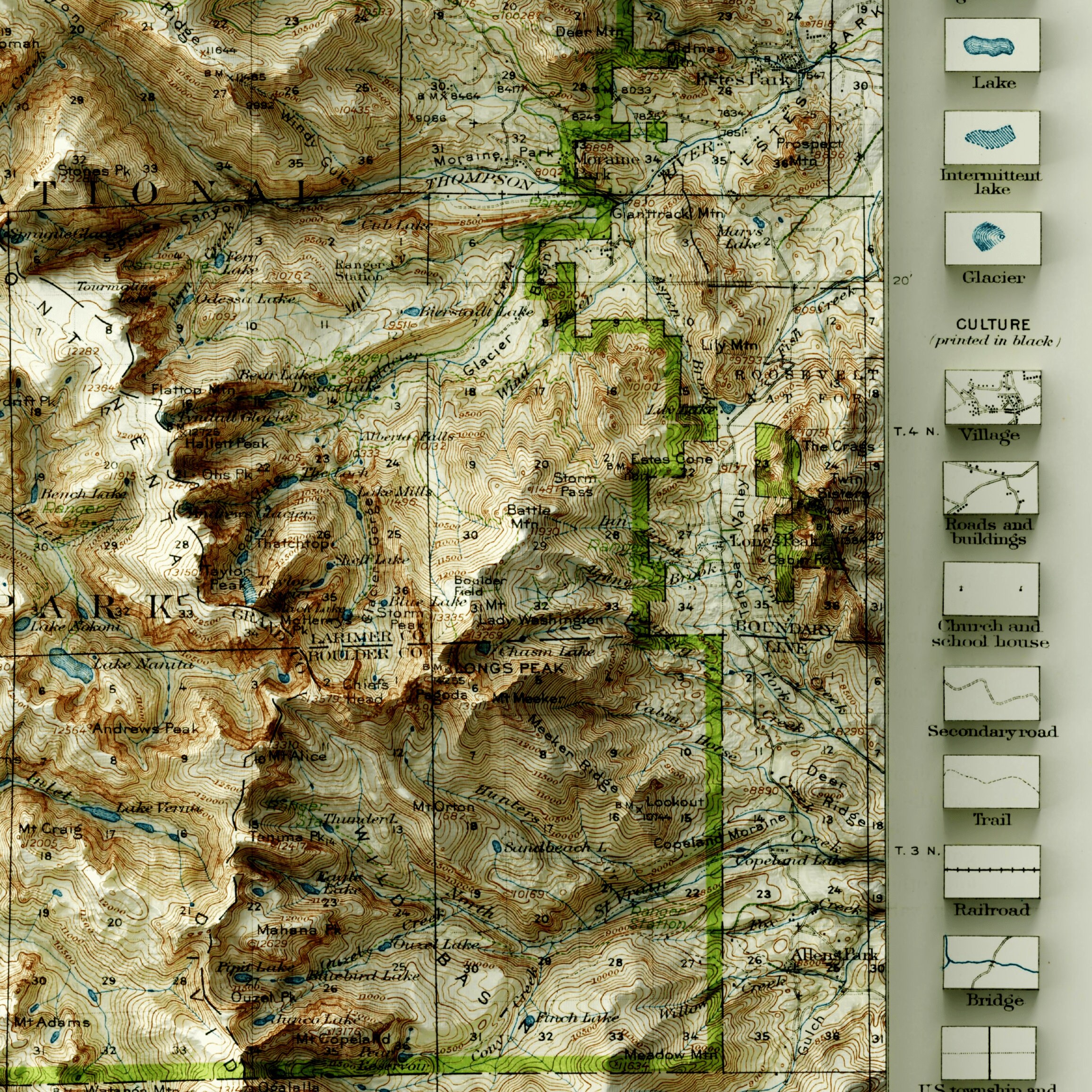 Rocky Mountain National Park Map – Vintage Colorado Topographic Relief ...