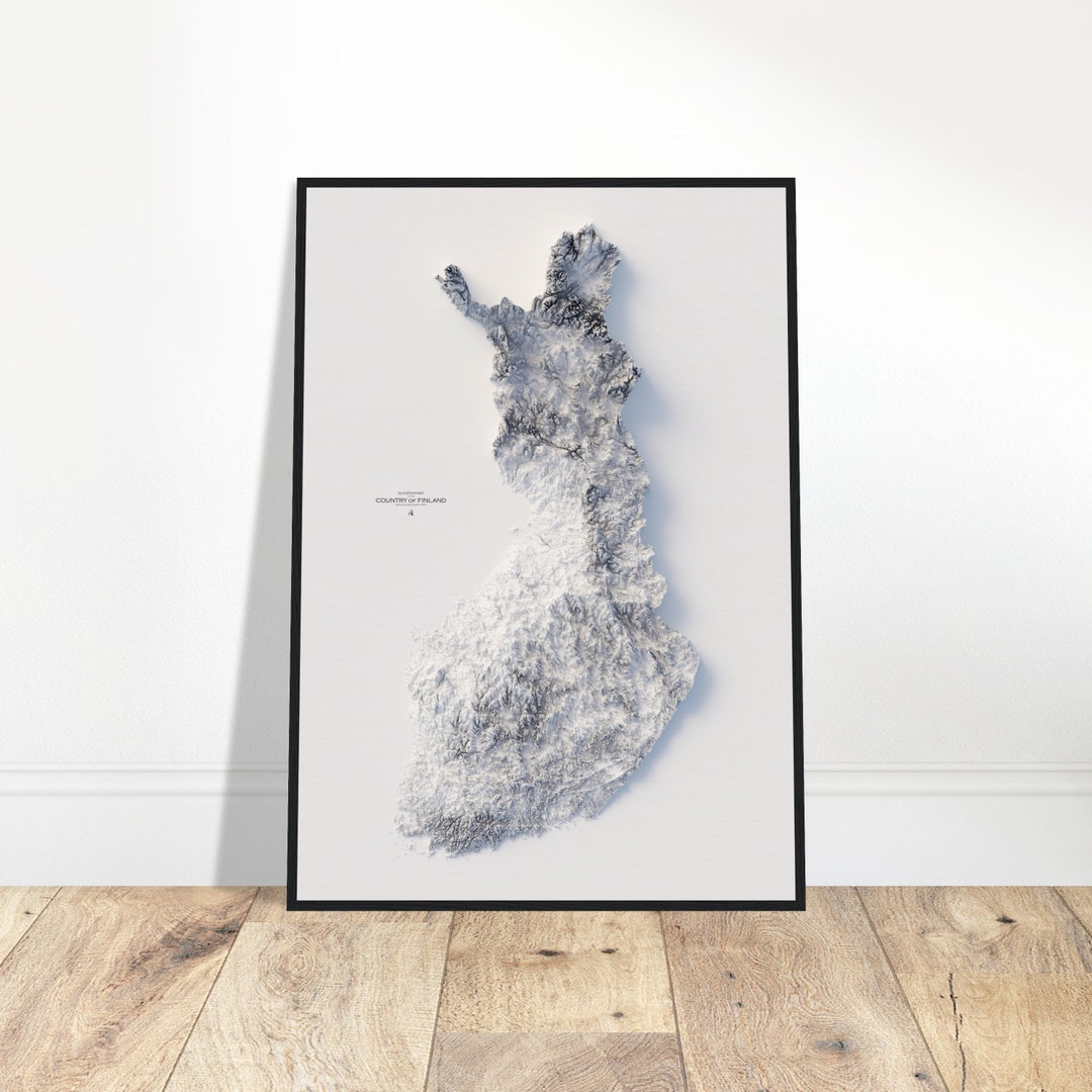 Finland Elevation Map - Minimalist Topographical Relief Art, Custom ...