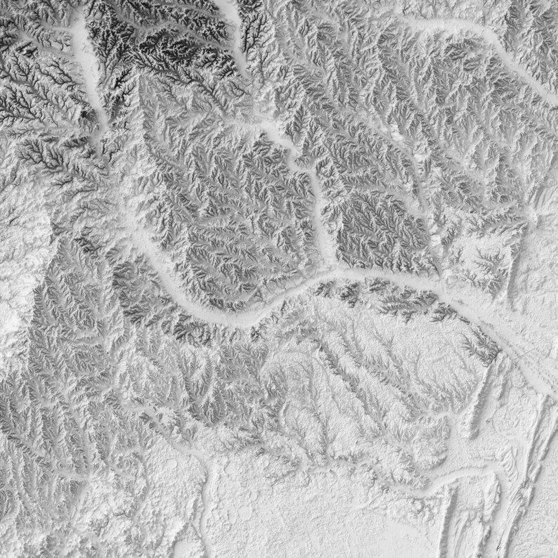 Georgia Elevation Map - Minimalist Black and White Topographic Wall Art ...