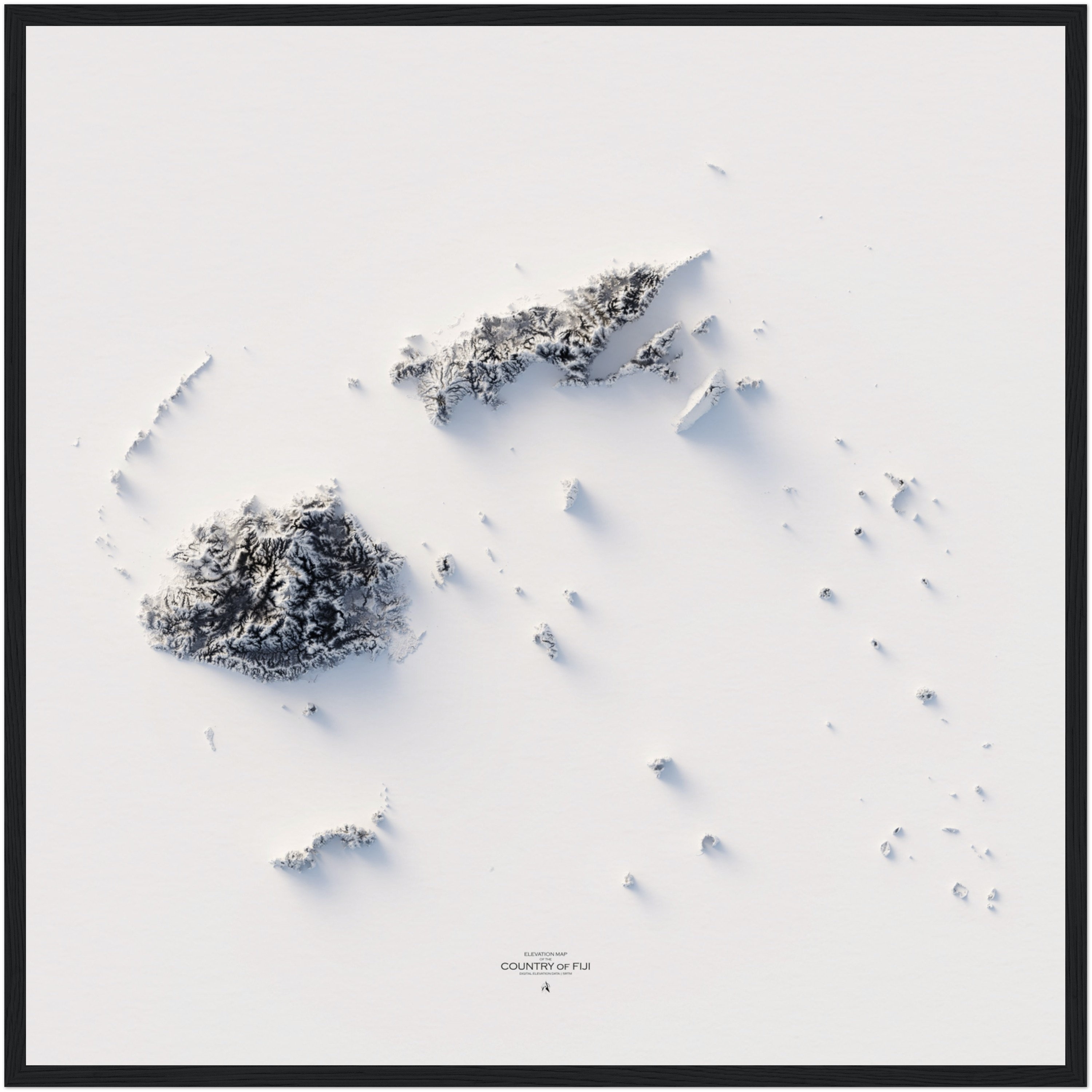 Fiji Elevation Map Minimalist Topographical Relief Wall Art - Etsy