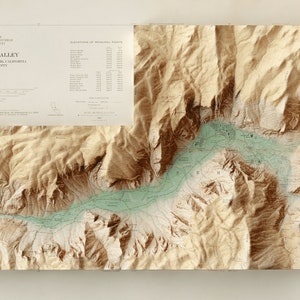 Yosemite Valley Topographic Map - Vintage California Relief Map, Wall ...