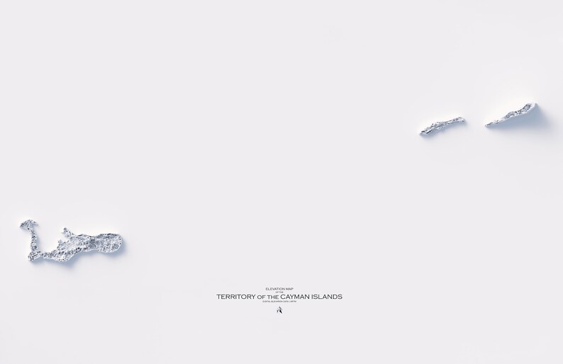 Cayman Islands Elevation Map – Minimalist Black and White Topographic ...
