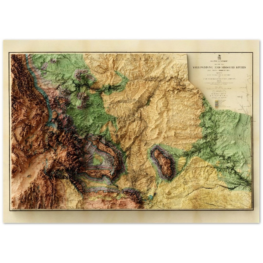 Yellowstone & Missouri Rivers Geology Map 1860 Wall Art - Etsy
