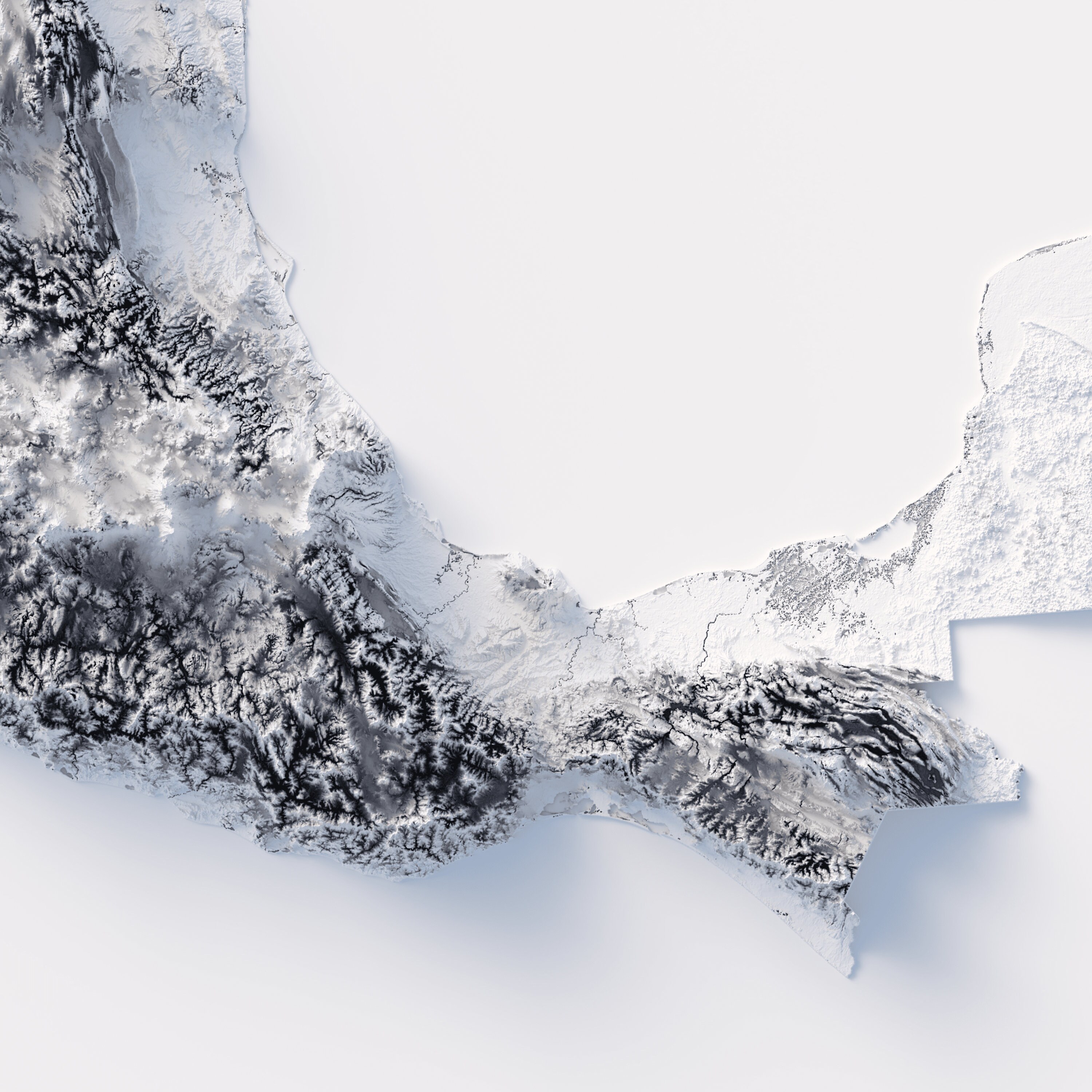 Mexico Elevation Map Minimalist Topographical Relief Wall - Etsy