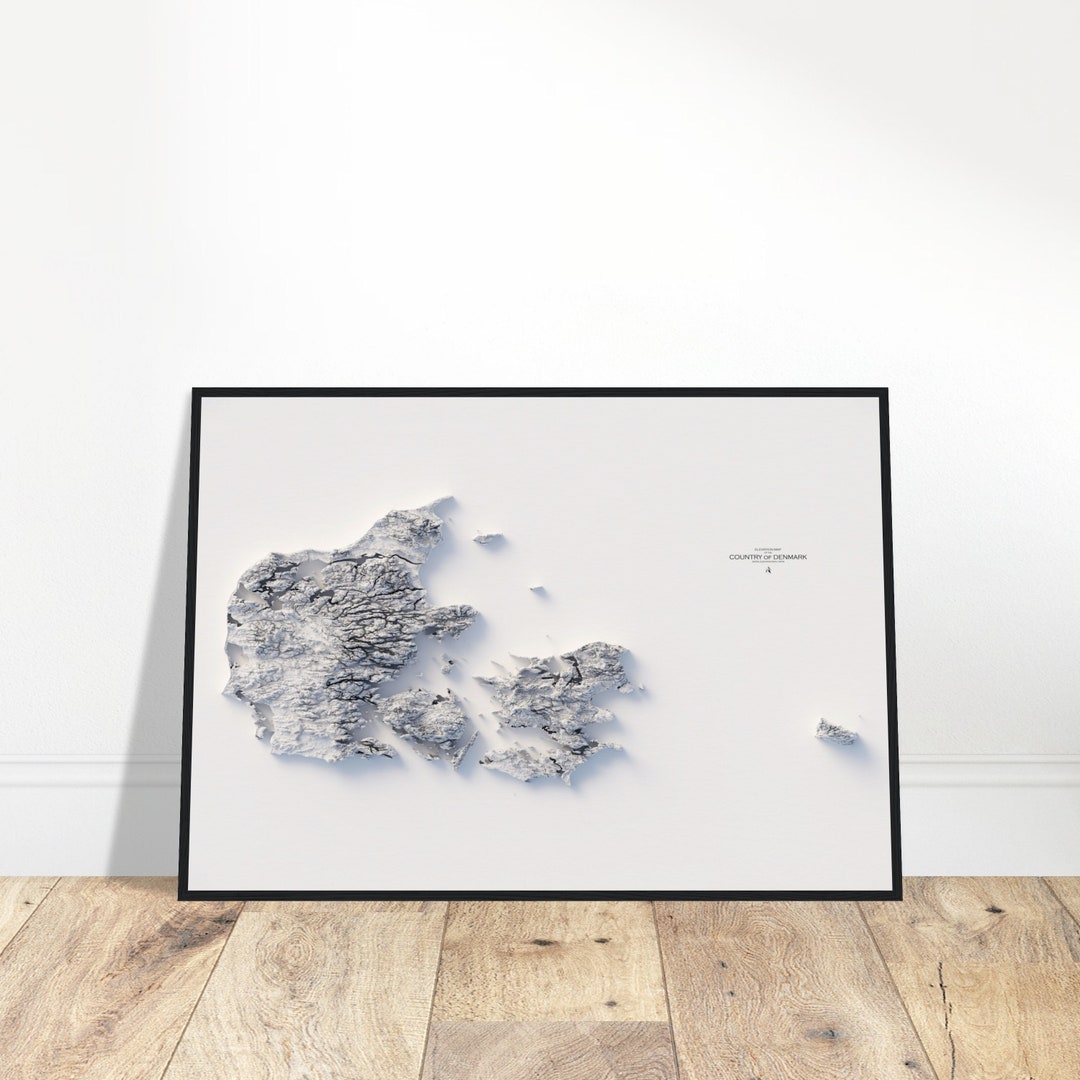 Denmark Elevation Map - Minimalist Topographical Relief Art, Custom ...