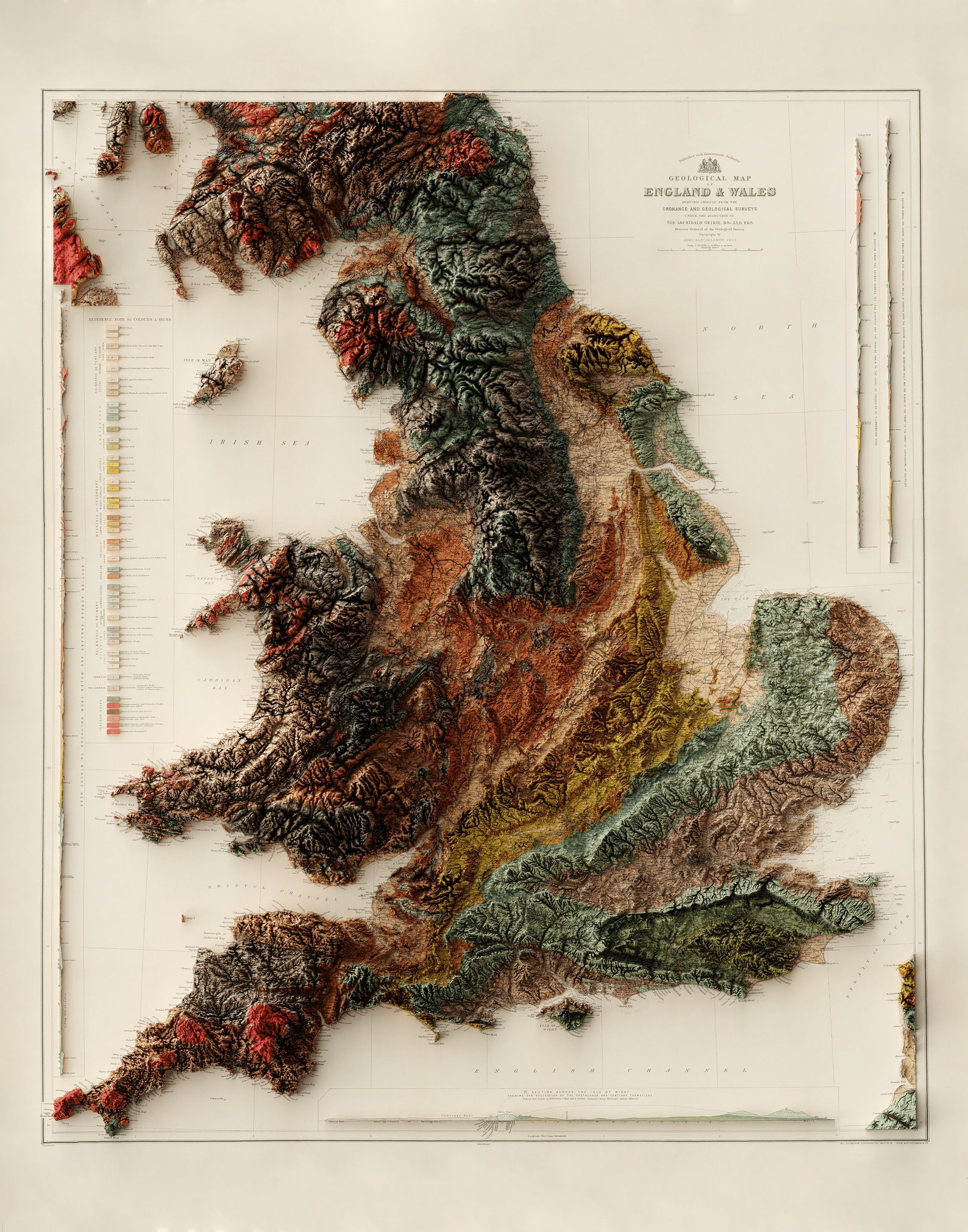 England & Whales Geology Map Wall Art Print Topographic Map - Etsy