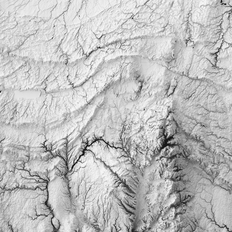 Ohio Elevation Map - Minimalist Black and White Topographic Wall Art ...