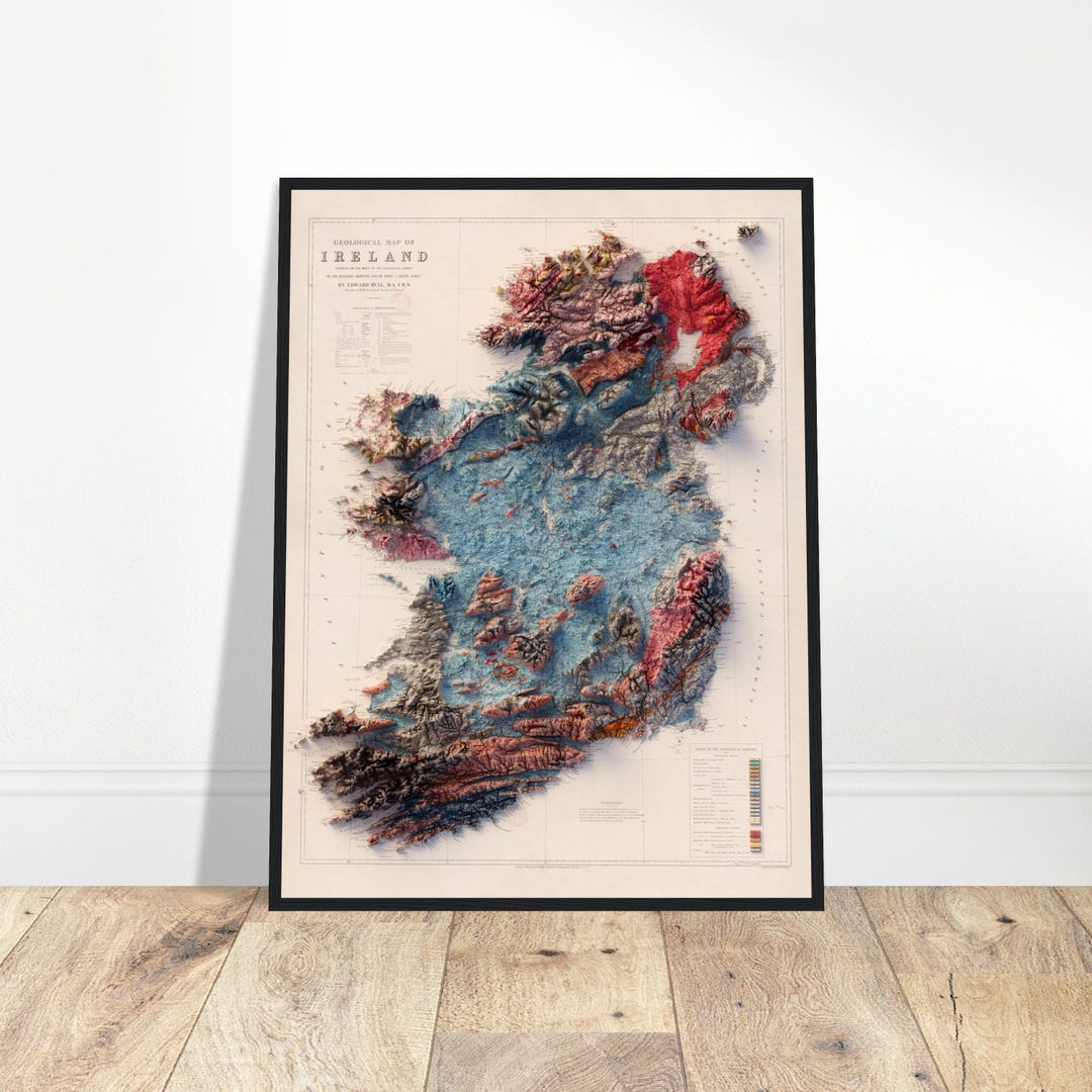 Geological Map of Ireland - Relief Print, Artistic Wall Decor for Home ...