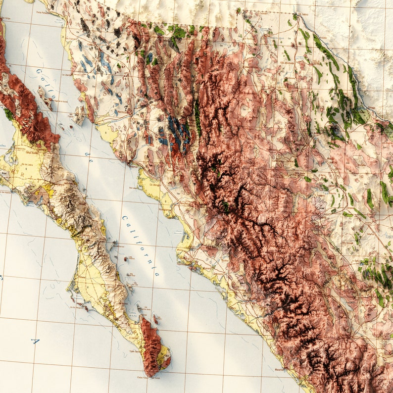 Mexico Geology Topographical Relief Map 3D Rendered 2D Art - Etsy Mexico Geology Topographical Relief Map 3D Rendered 2D Art - Etsy