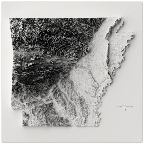 Arkansas Map Arkansas 2D Relief Map Arkansas Holidays Gift - Etsy