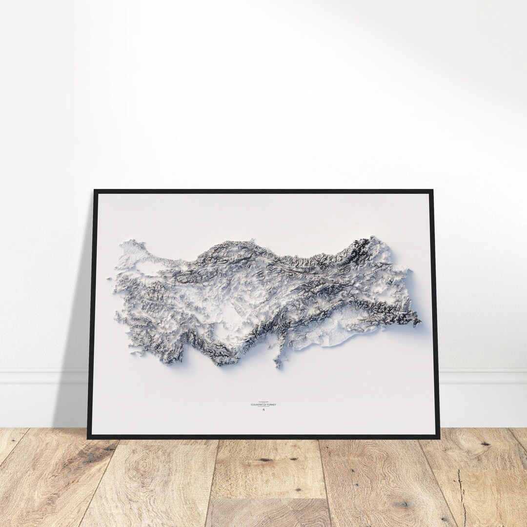 Turkey Elevation Map - Topographical Relief Wall Art, Home & Office ...