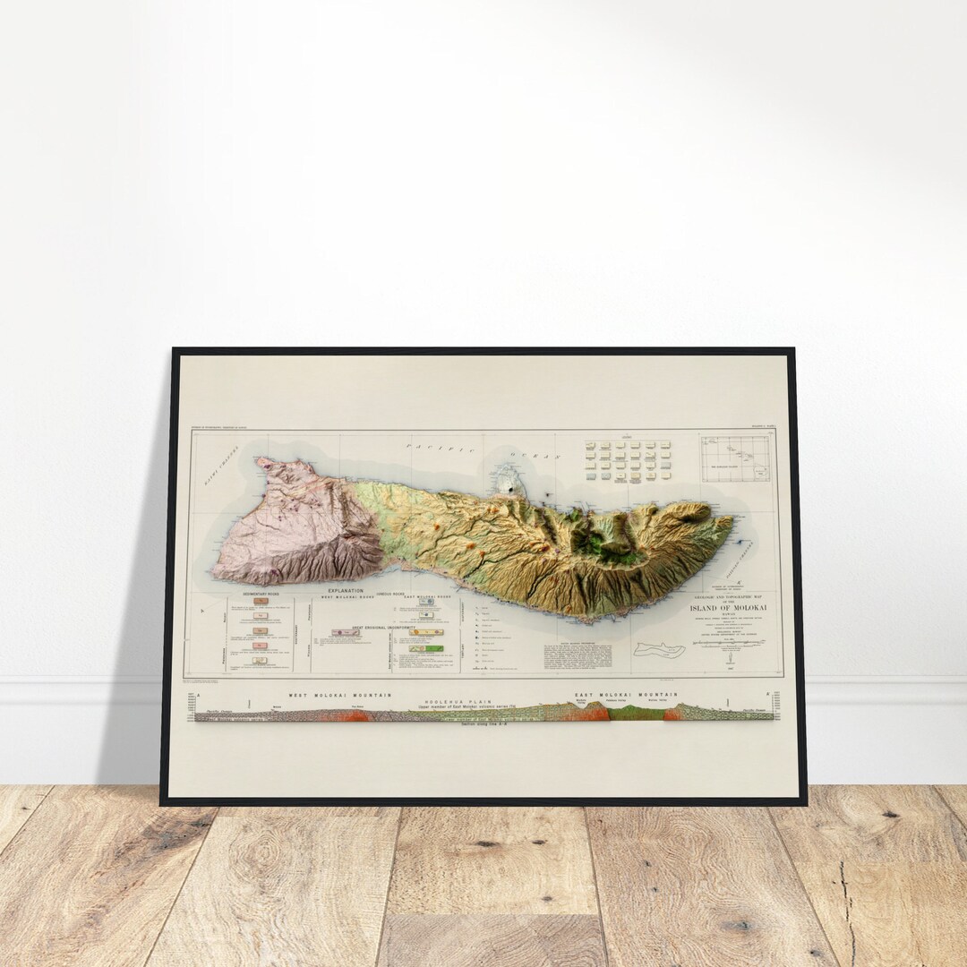 Molokai Hawaii Geological and Topographic Map - Topography Relief Map ...