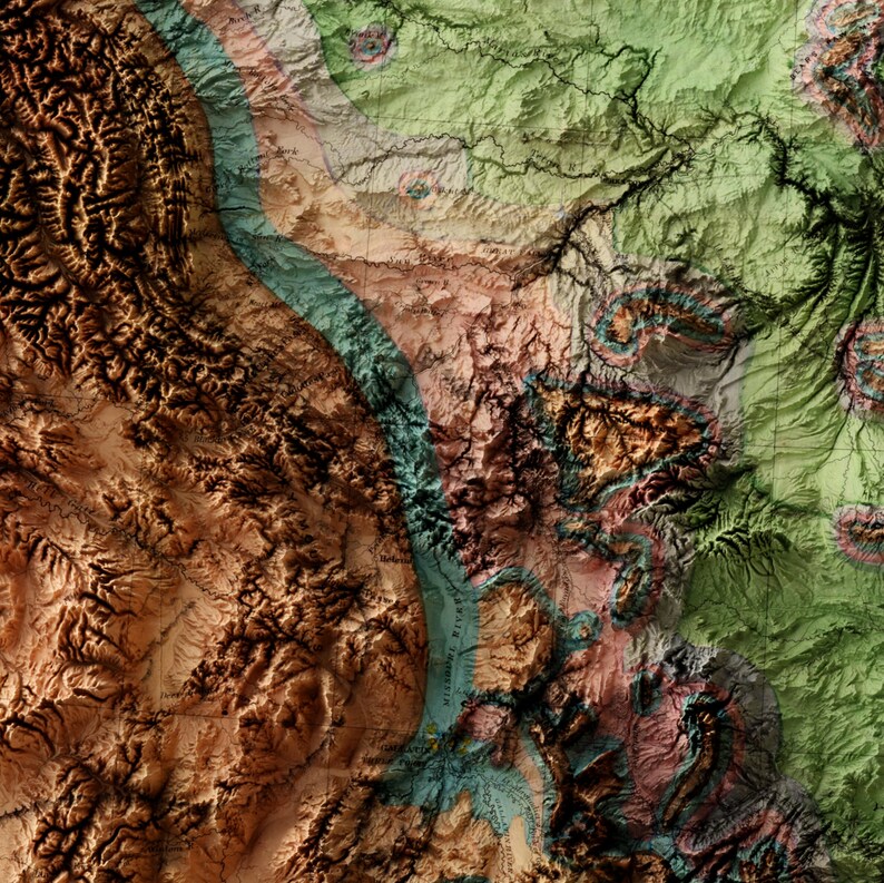 Yellowstone & Missouri Rivers Geology Map 1860 Wall Art - Etsy
