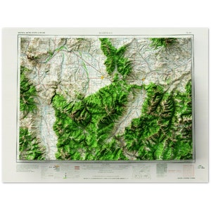 Bozeman Montana Map, Detailed Topography Shaded Relief, Vintage Style ...