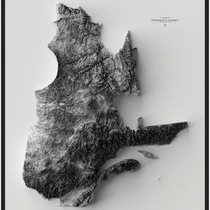 Province of Quebec Elevation Map - Wall Art Topographic Print ...