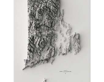 Rhode Island Elevation Map - Etsy