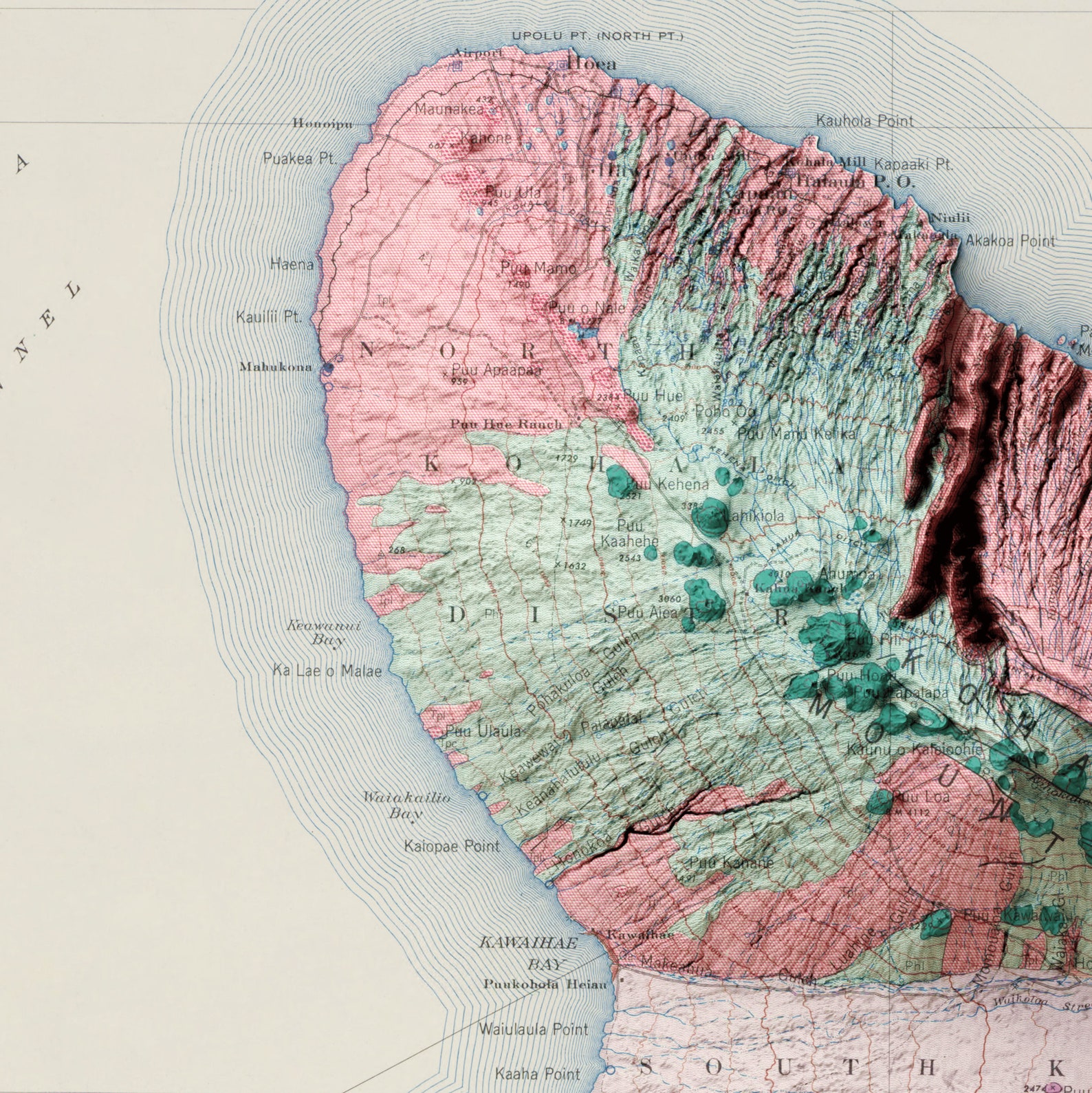 Island of Hawaii Map Geology & Topography 1945 - Etsy