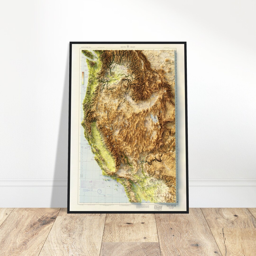 Southwest Aeronautical Chart Map, Wall Art Topographic Print, Aviation ...