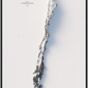 Chile Elevation Map - Minimalist Topographical Relief Art Print, Wall ...