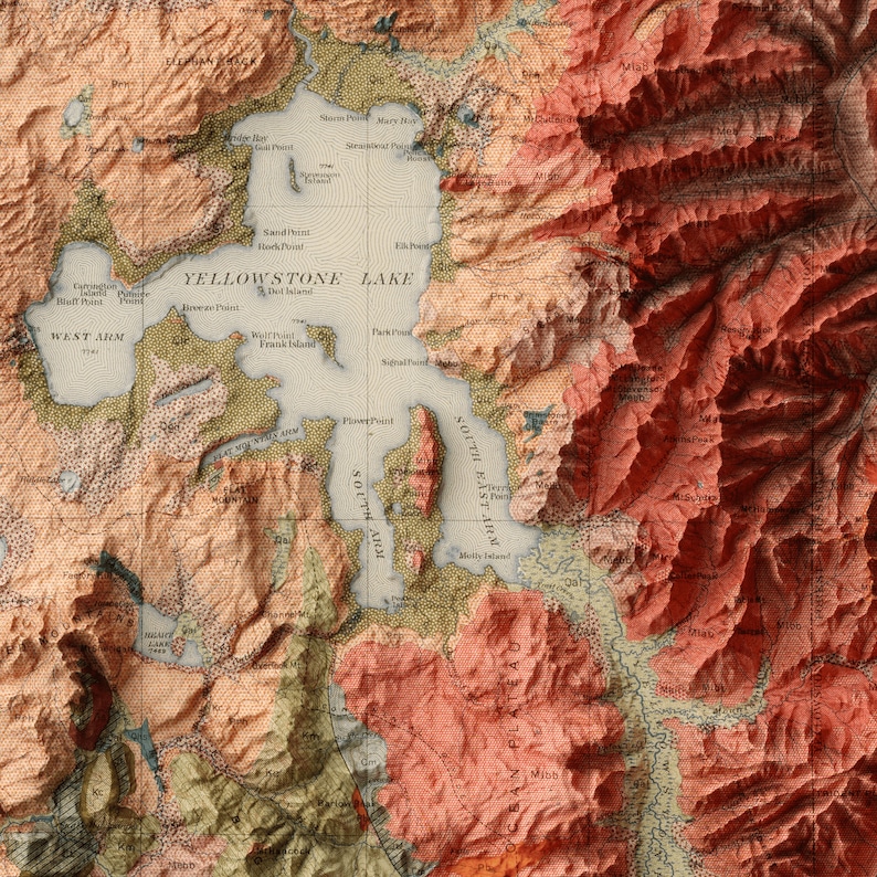 Yellowstone & Forest Reserve Map Wall Art Print Topographic - Etsy