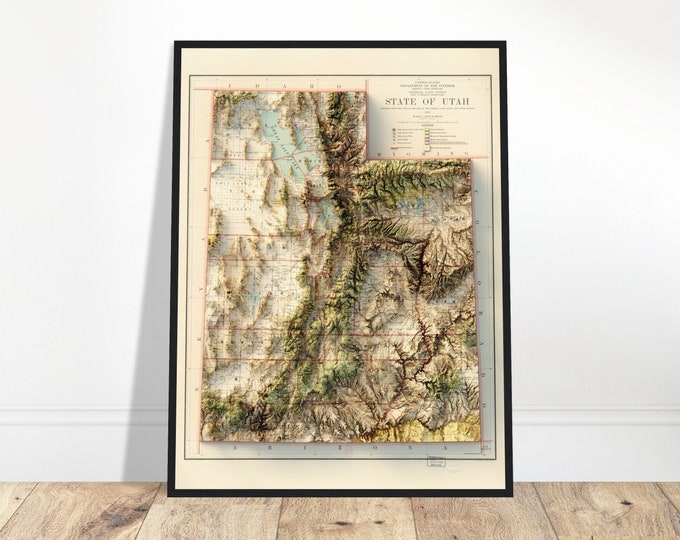 Utah - Topography - Etsy