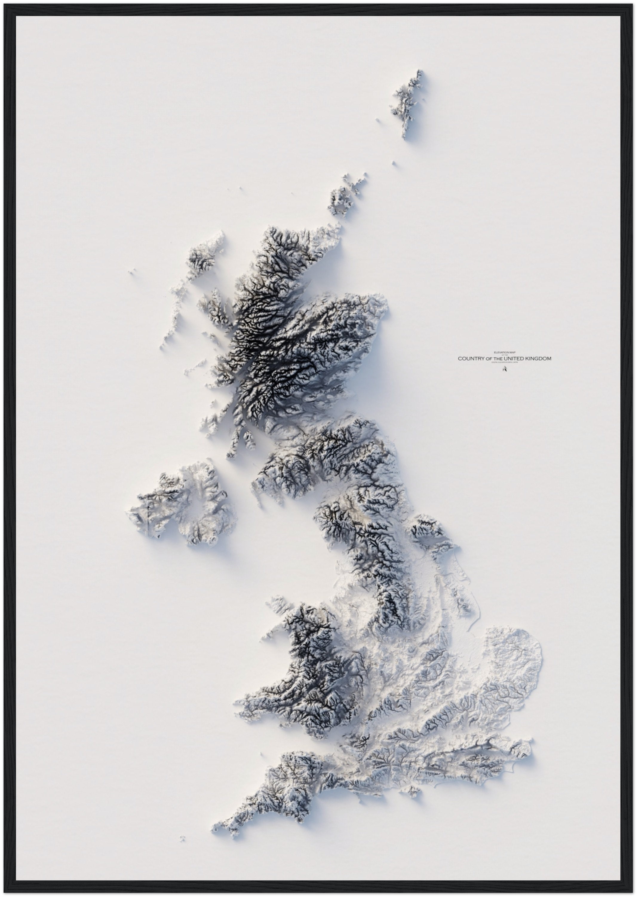 The United Kingdom Elevation Map Minimalist Topographical - Etsy