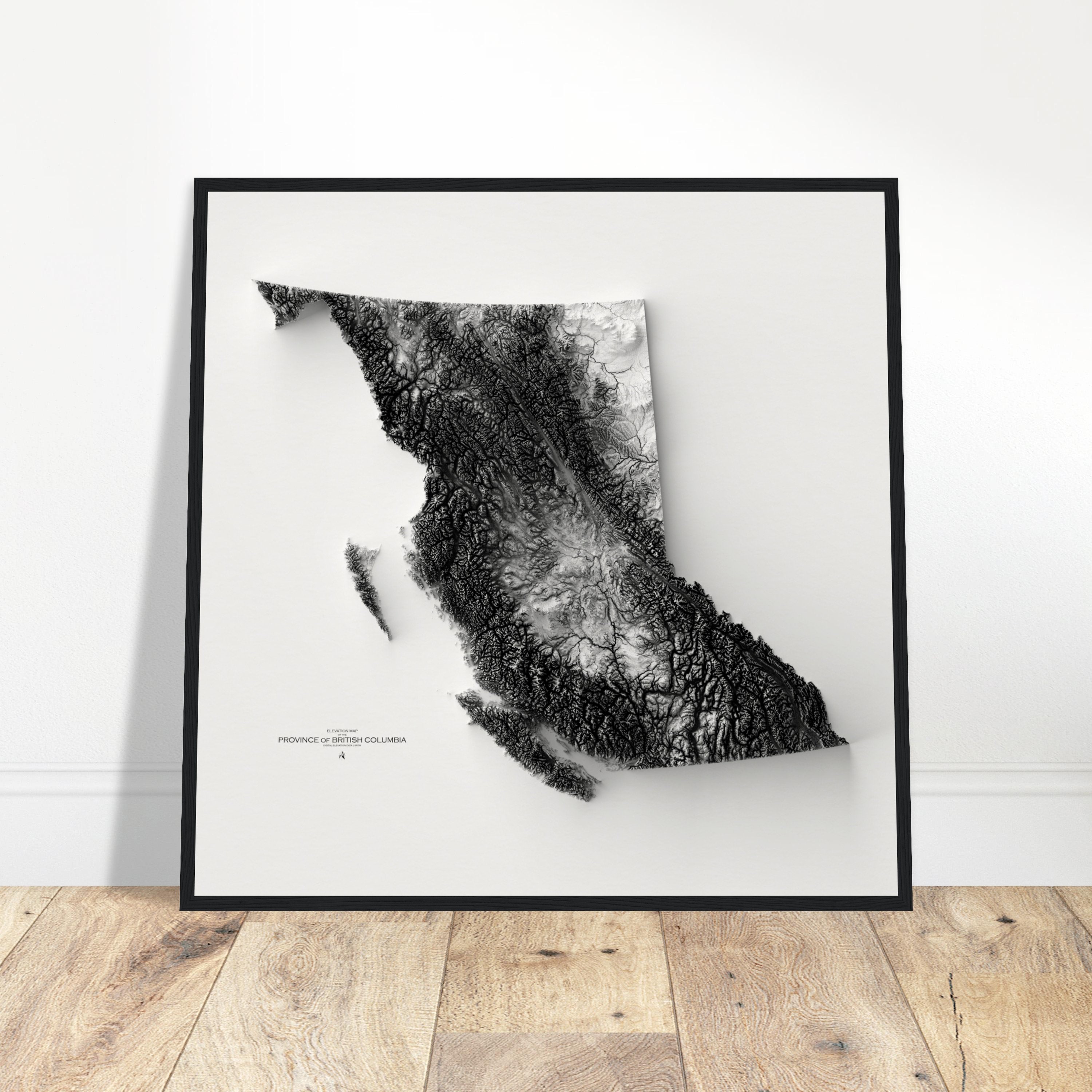 Province of British Columbia Elevation Map Wall Art - Etsy