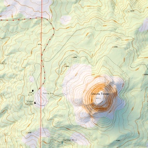 Devils Tower Relief Map – Vintage Topographic Print for Home and Office ...