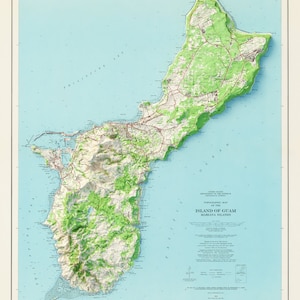Guam Topography Map - Detailed Topographical Relief - Wall Decor for ...