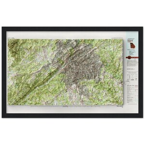Atlanta Georgia Map – Vintage Topographic Relief Art Print, Detailed ...