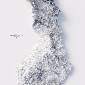 Finland Elevation Map - Minimalist Topographical Relief Art, Custom ...
