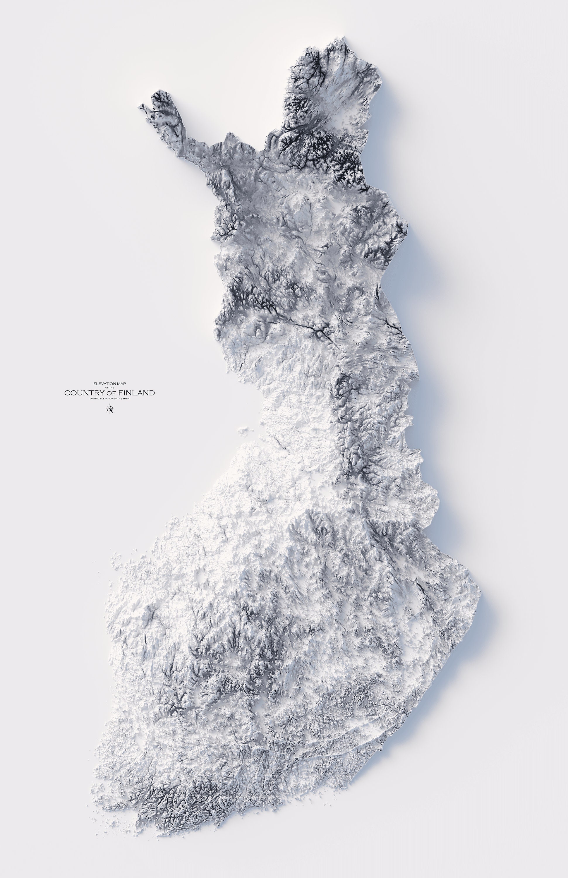 Finland Elevation Map Minimalist Topographical Relief Art - Etsy