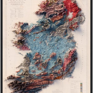 Geological Map of Ireland Relief Print, Artistic Wall Decor for Home ...