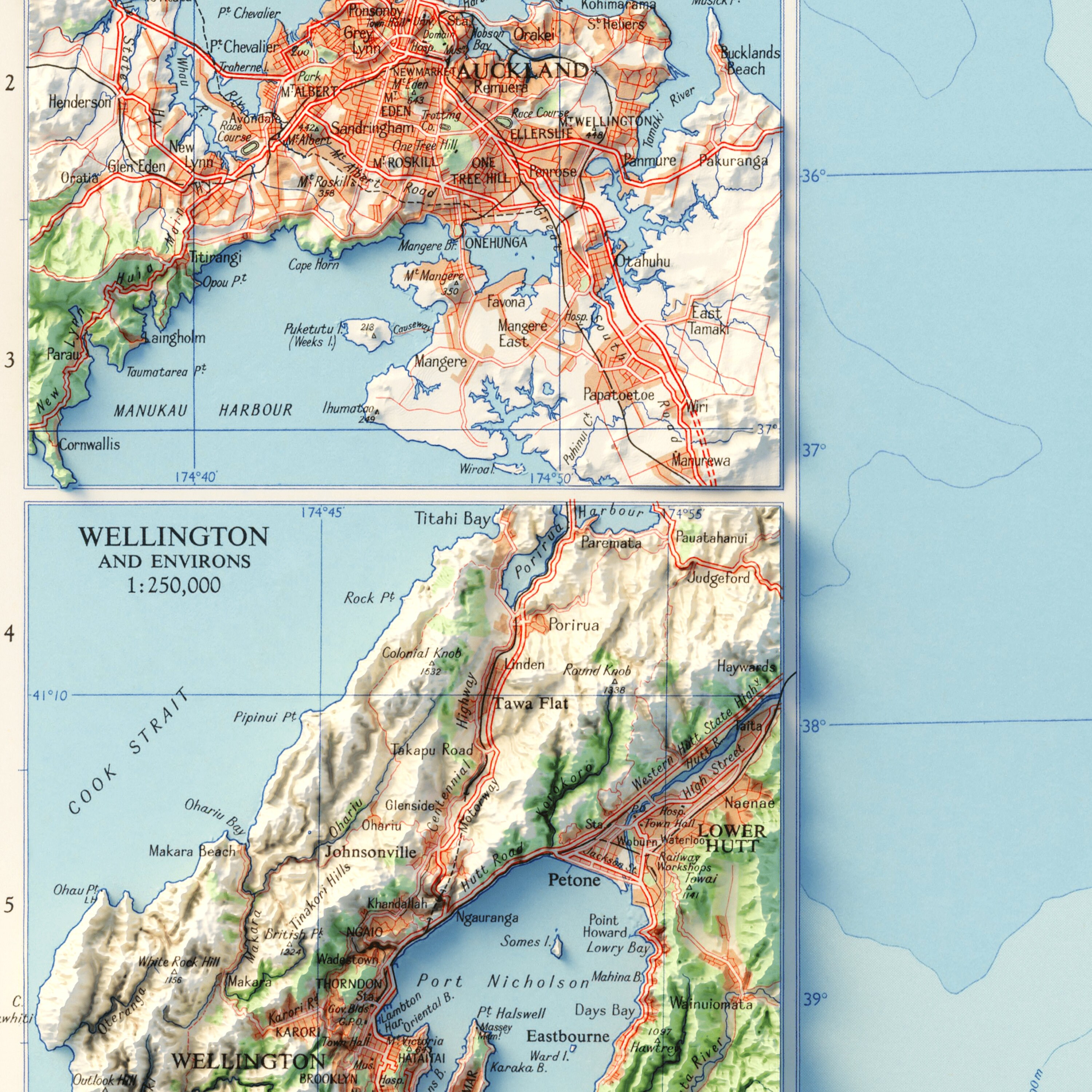 New Zealand Topography Map – Vintage Shaded Relief Print, Topographic ...