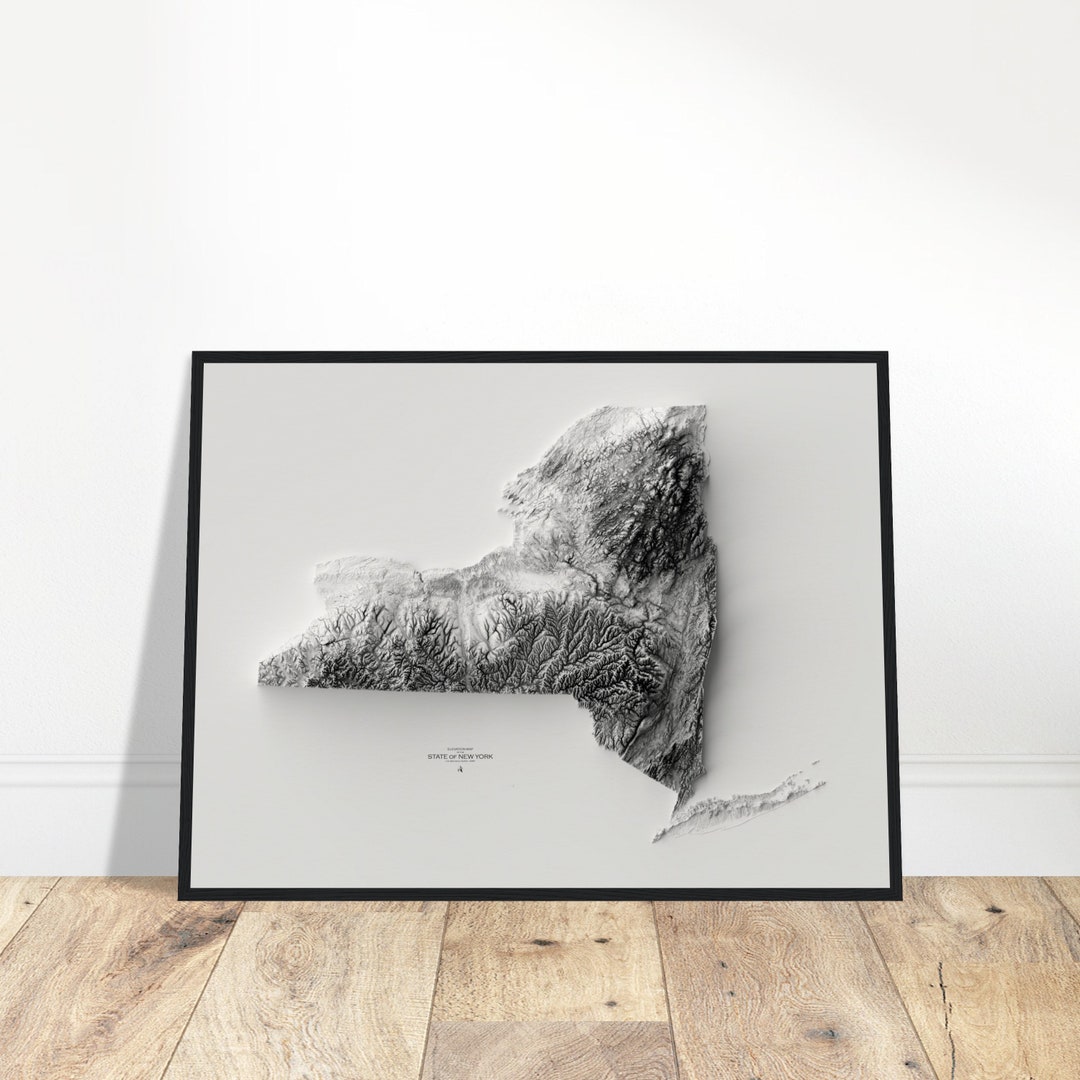 New York Elevation Map, Wall Art Topographic Print, Cartography Art ...