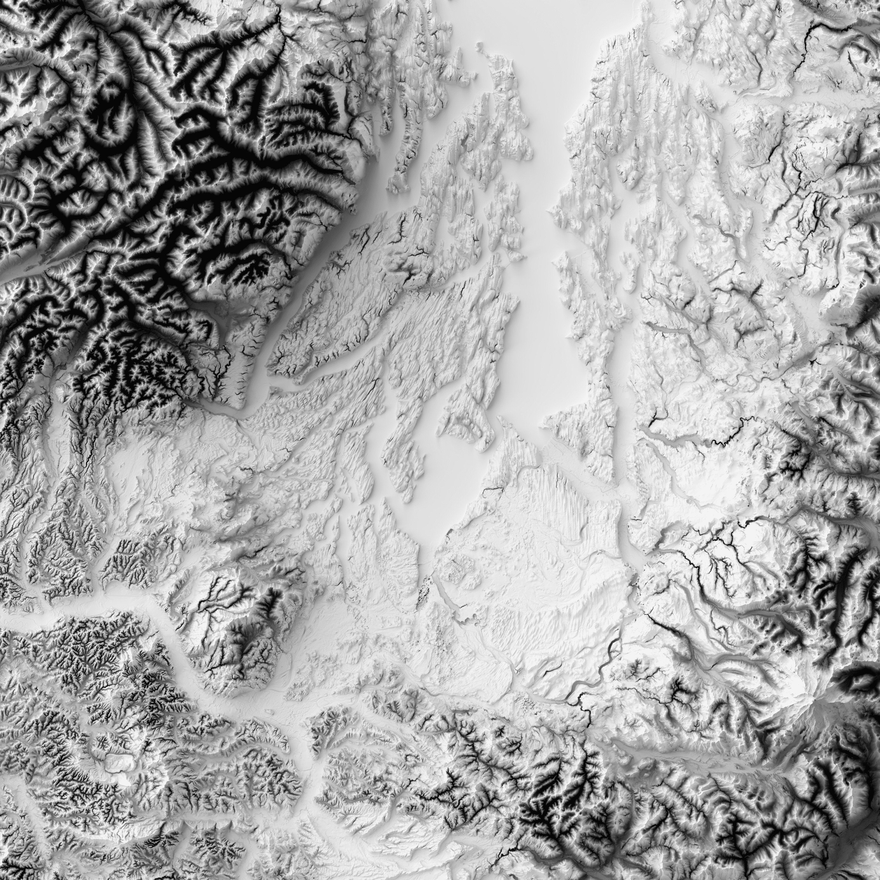 Washington Elevation Map - Minimalist Black and White Topographic Wall ...