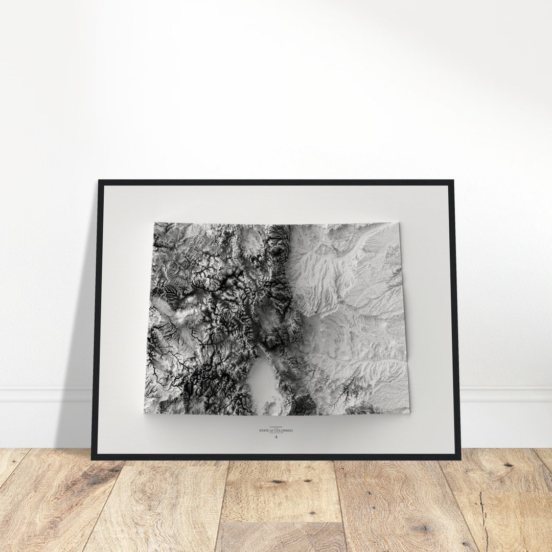 Colorado Elevation Map, Wall Art Topographic Print, Cartography Art ...