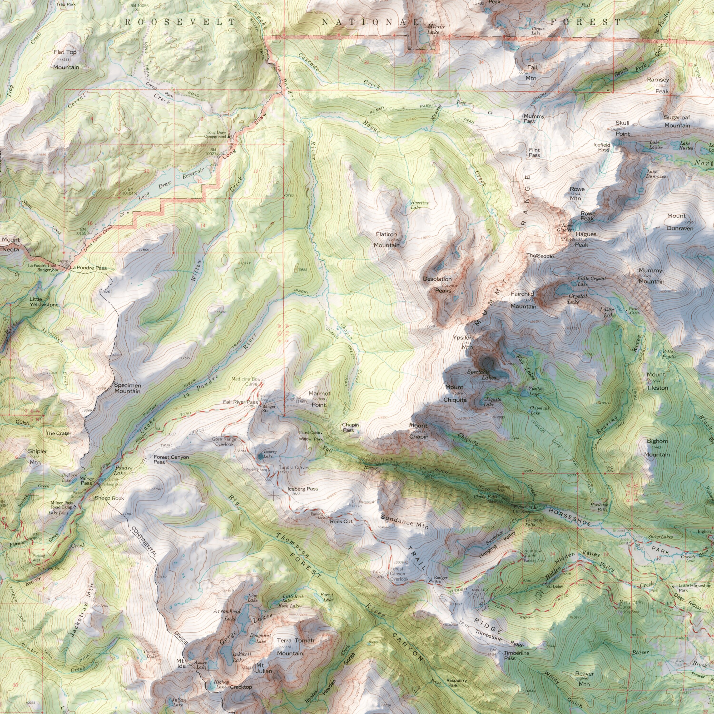 Rocky Mountain National Park Map – Vintage Topographic Relief Print for ...