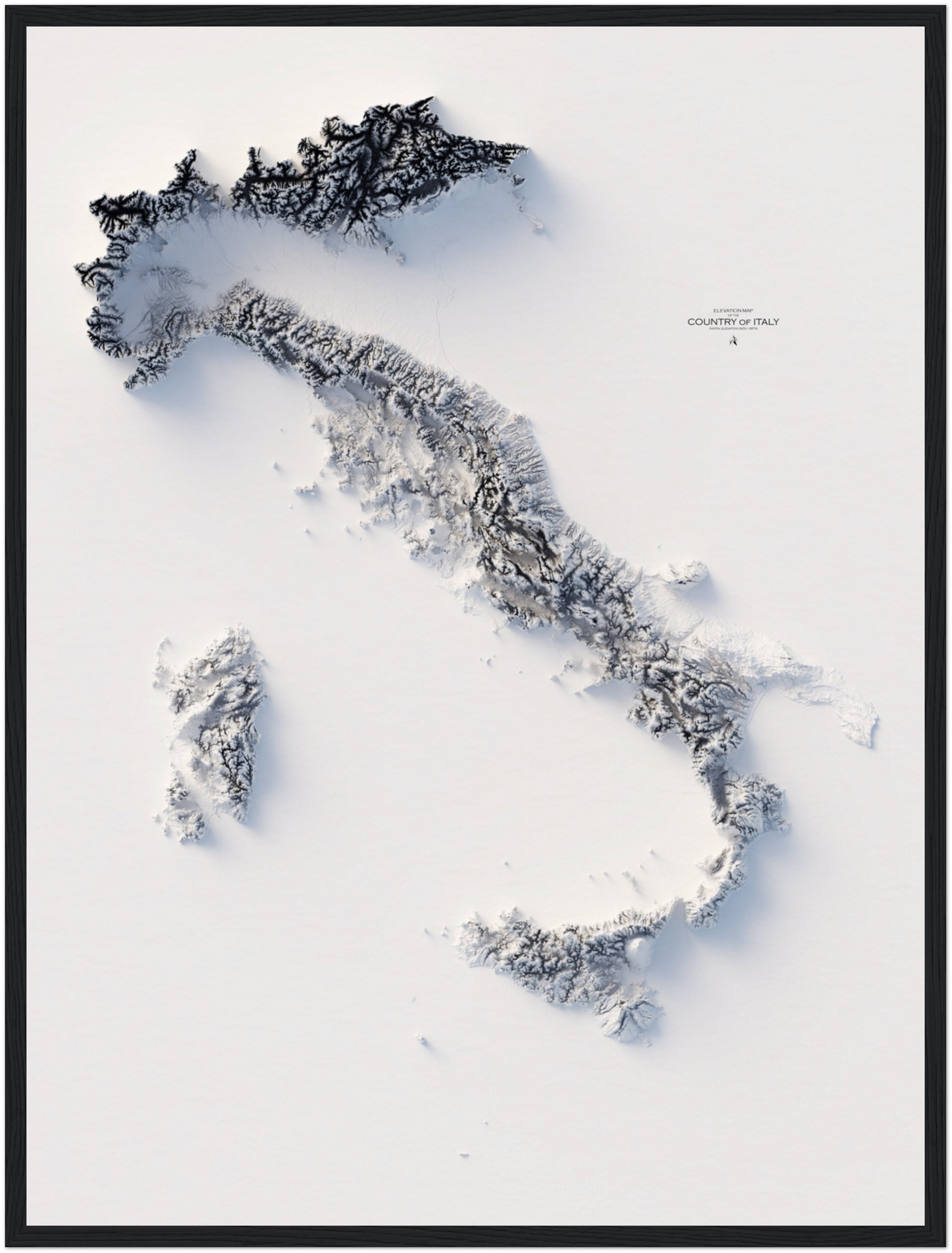 Italy Elevation Map Distinctive Landscape Wall Art Ideal - Etsy