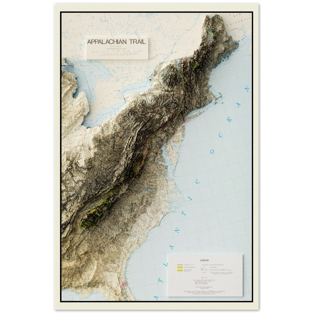 Appalachian Trail Map Wall Art Print Topographic Map Hiking - Etsy