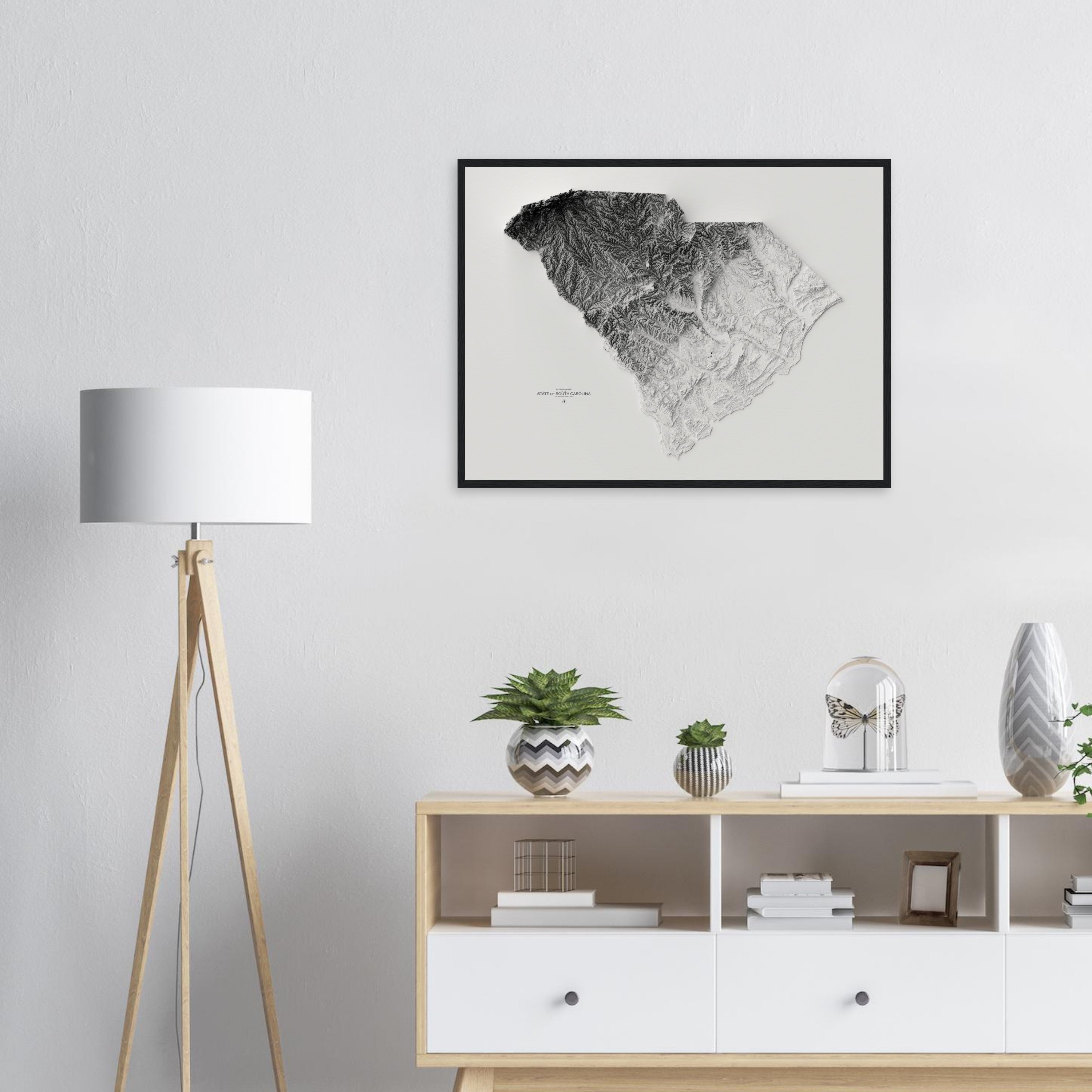 South Carolina Elevation Map Wall Art Print Topographic Map - Etsy