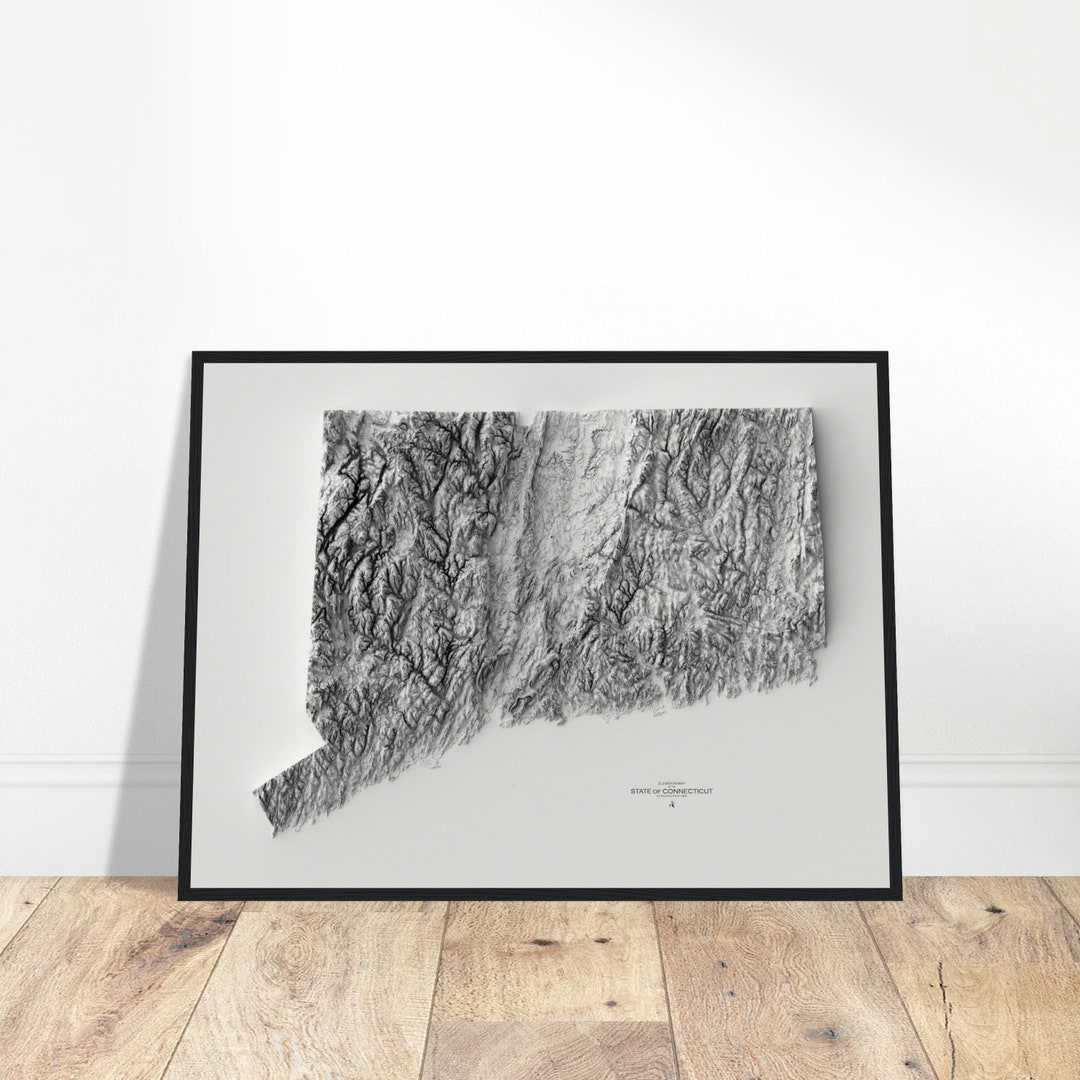 Connecticut Elevation Map - Minimalist Wall Art, Modern Cartography ...