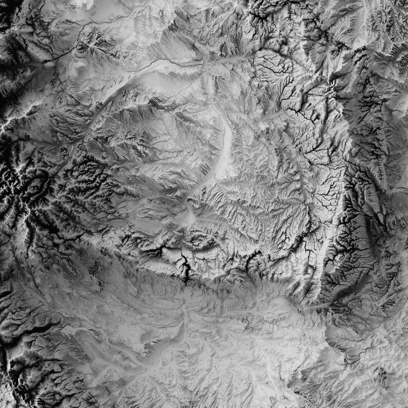 Wyoming Elevation Map Wall Art Print Topographic Map - Etsy