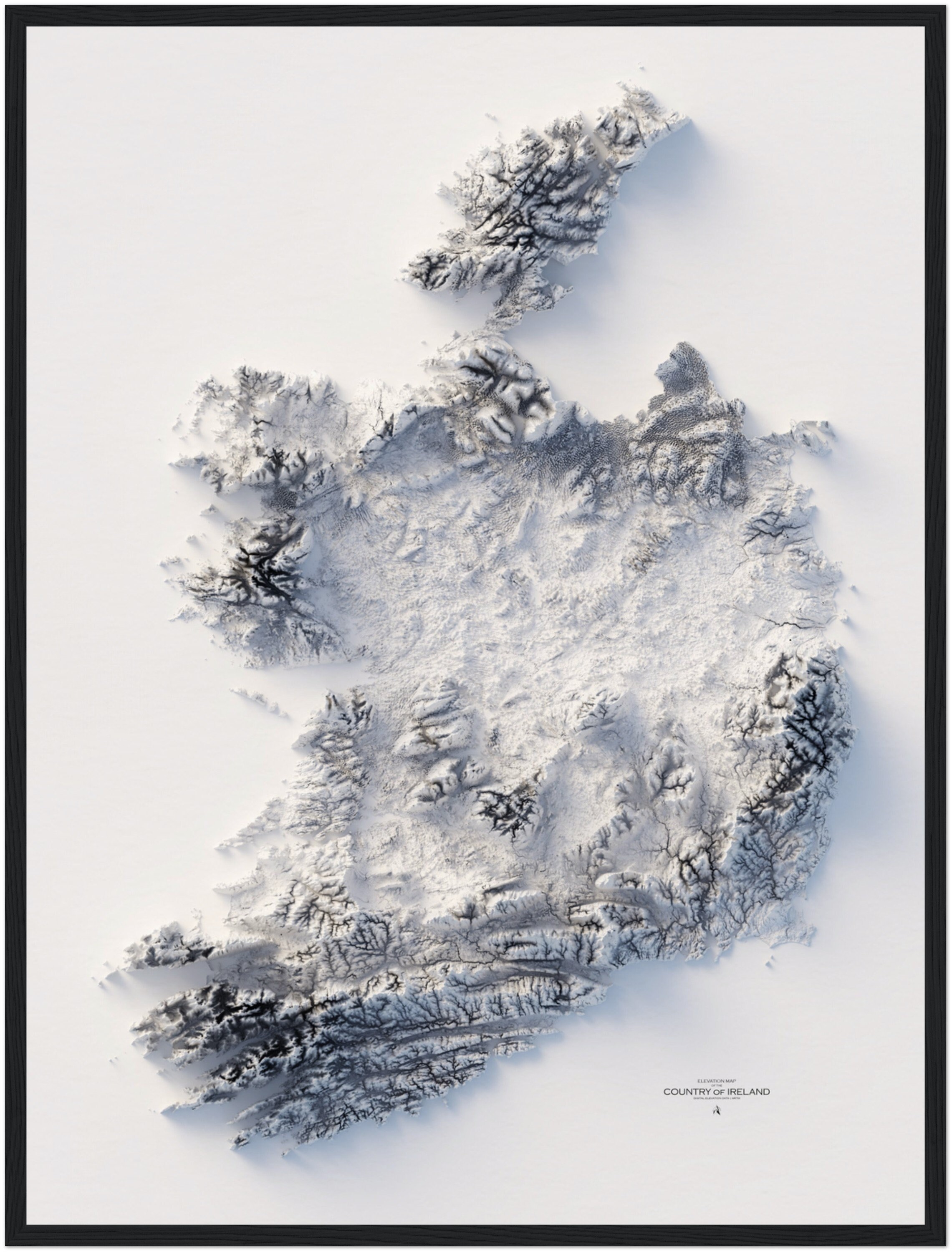 Ireland Elevation Map Minimalist Topographical Relief - Etsy
