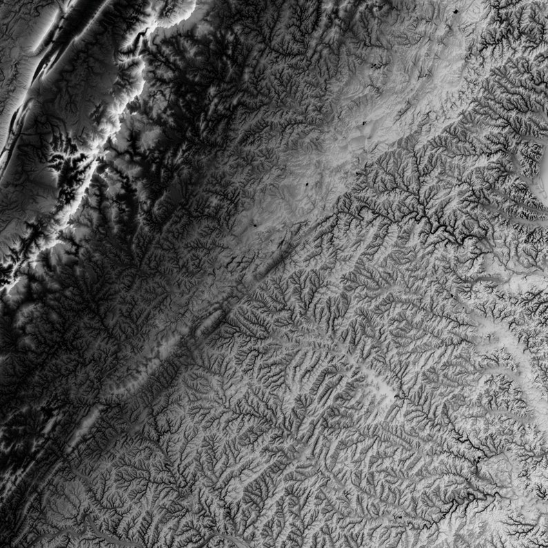 Virginia Elevation Map Wall Art Print Topographic Map - Etsy